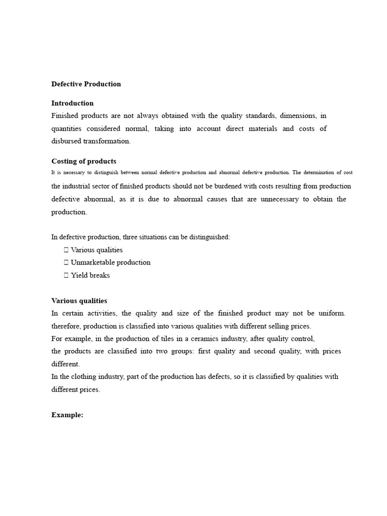 Understanding Defective Production Costs | PDF | Cost Of Goods Sold ...