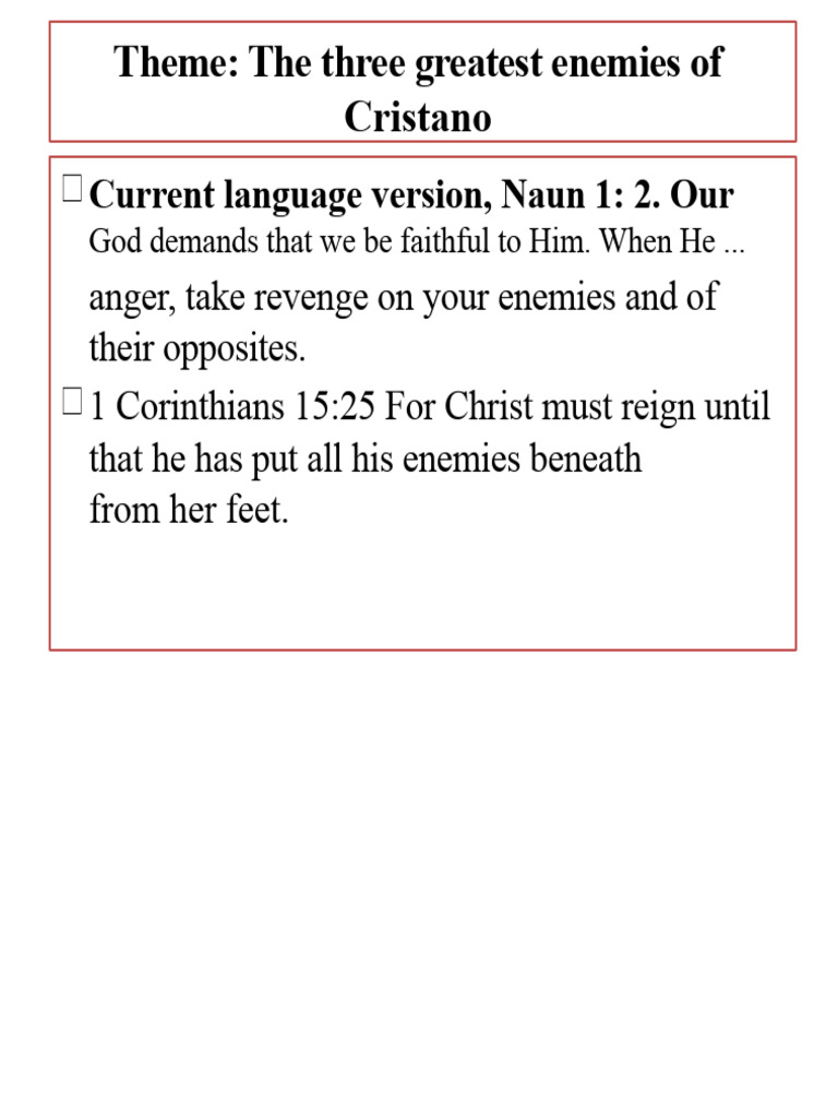 Three Major Enemies of Christians | PDF | Satan | Jesus