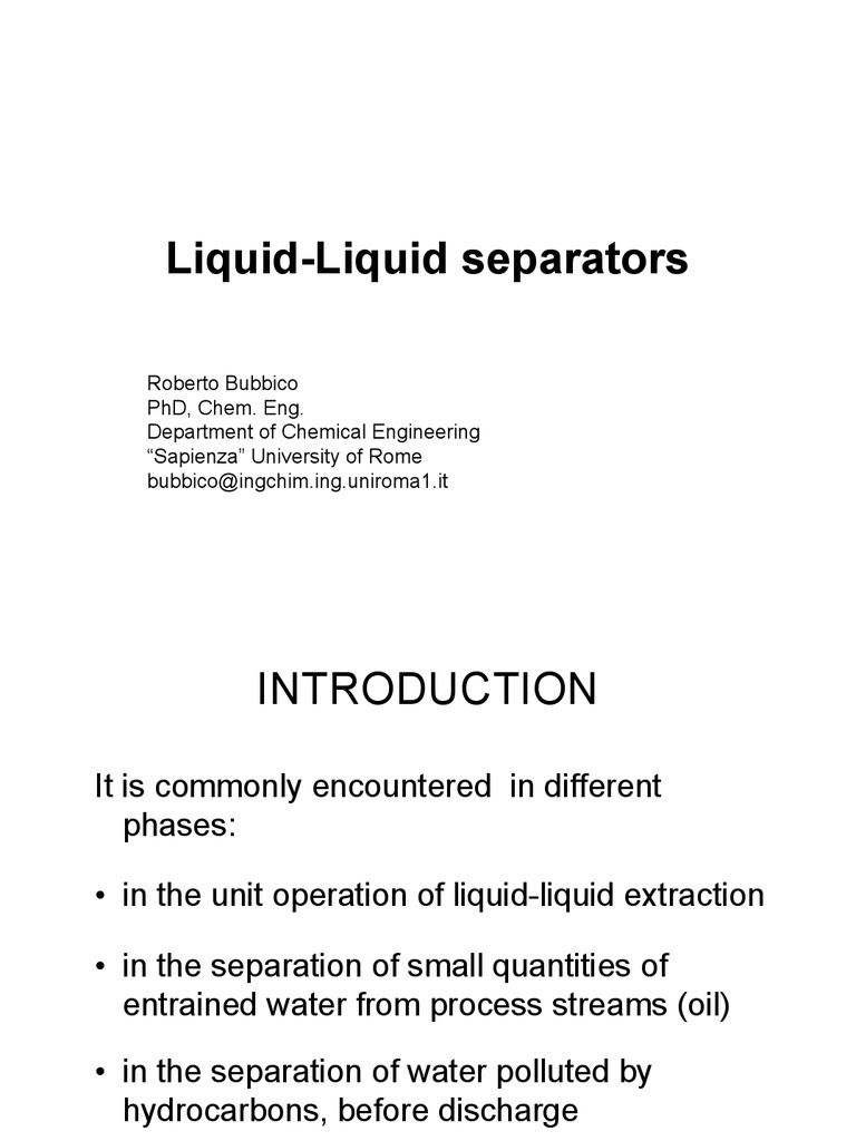 Liquid Liquid Separators | PDF | Colloid | Drop (Liquid)