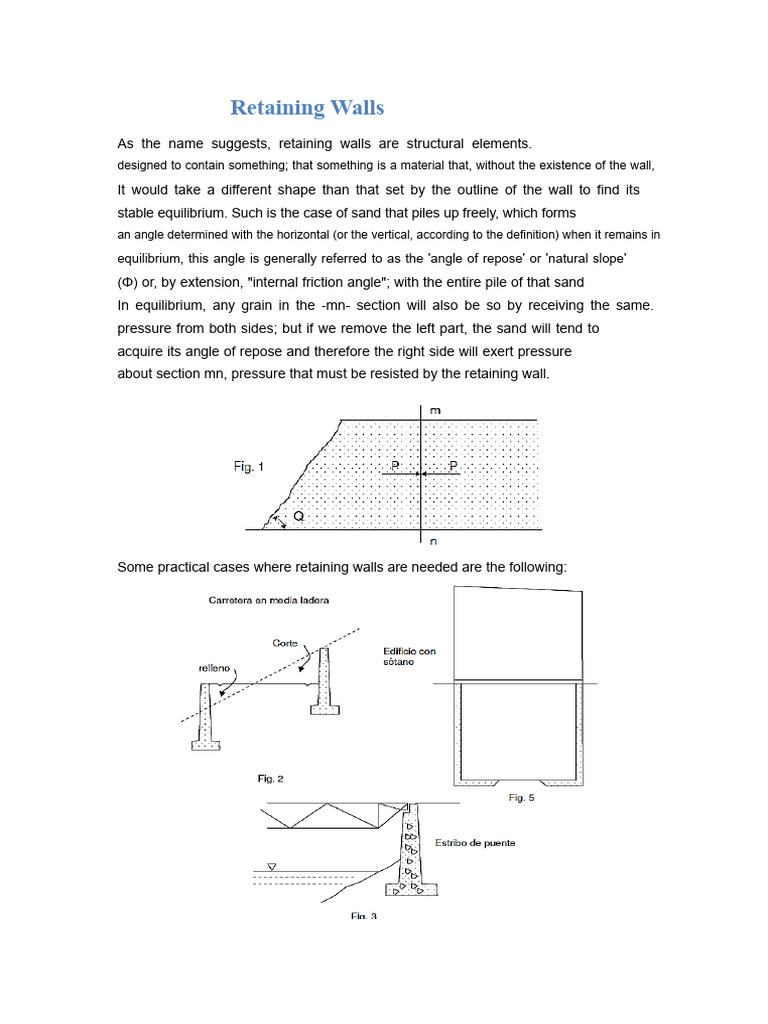 HYDRAULIC WORKS RETAINING WALLS.docx | PDF | Applied And ...