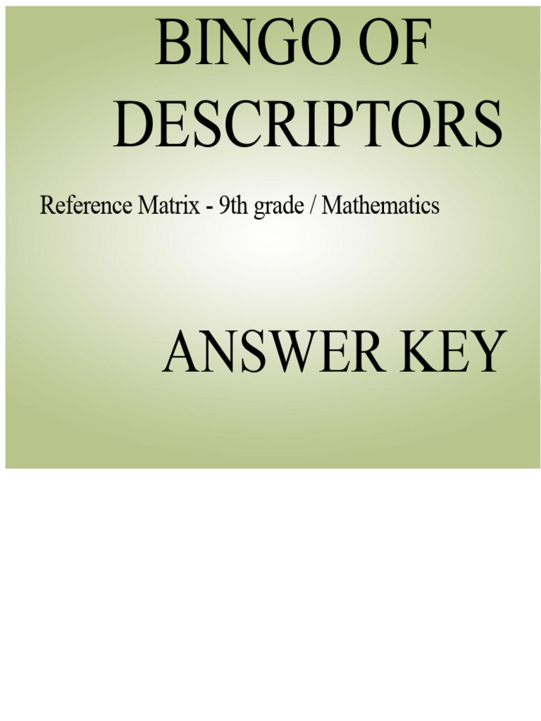 9th Grade Math Descriptor Answer Key | PDF | Area | Geometry