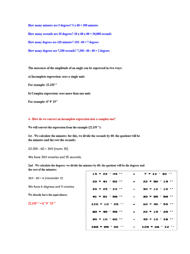 Angle Conversion: Degrees, Minutes, Seconds | PDF