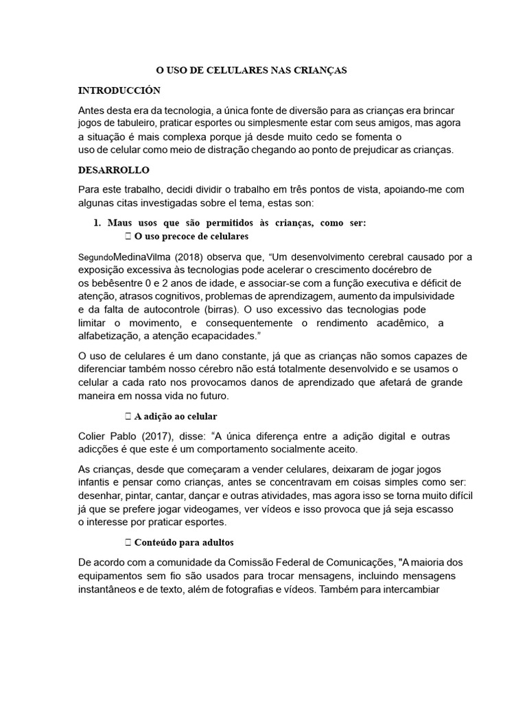Impactos do Uso de Celulares em Crianças | PDF | Celulares | Internet