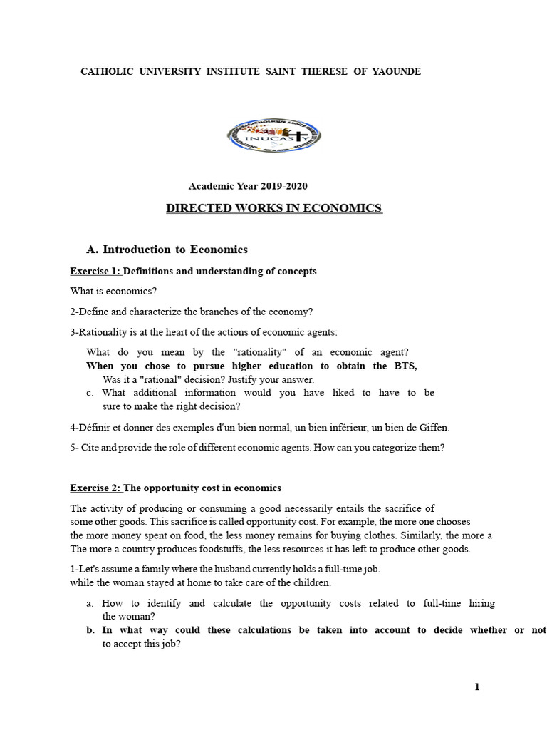 DIRECTED WORK IN ECONOMICS - Ok | PDF | Utility | Demand