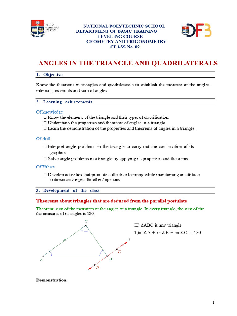 angles in the triangle and quadrilaterals | PDF | Triangle | Angle