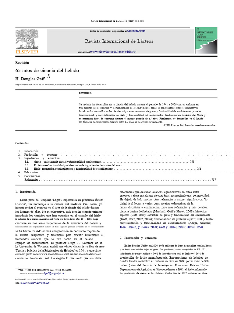 Goff h Douglas 65 Años de Ciencia del Helado 2008 | PDF | Helado | Leche