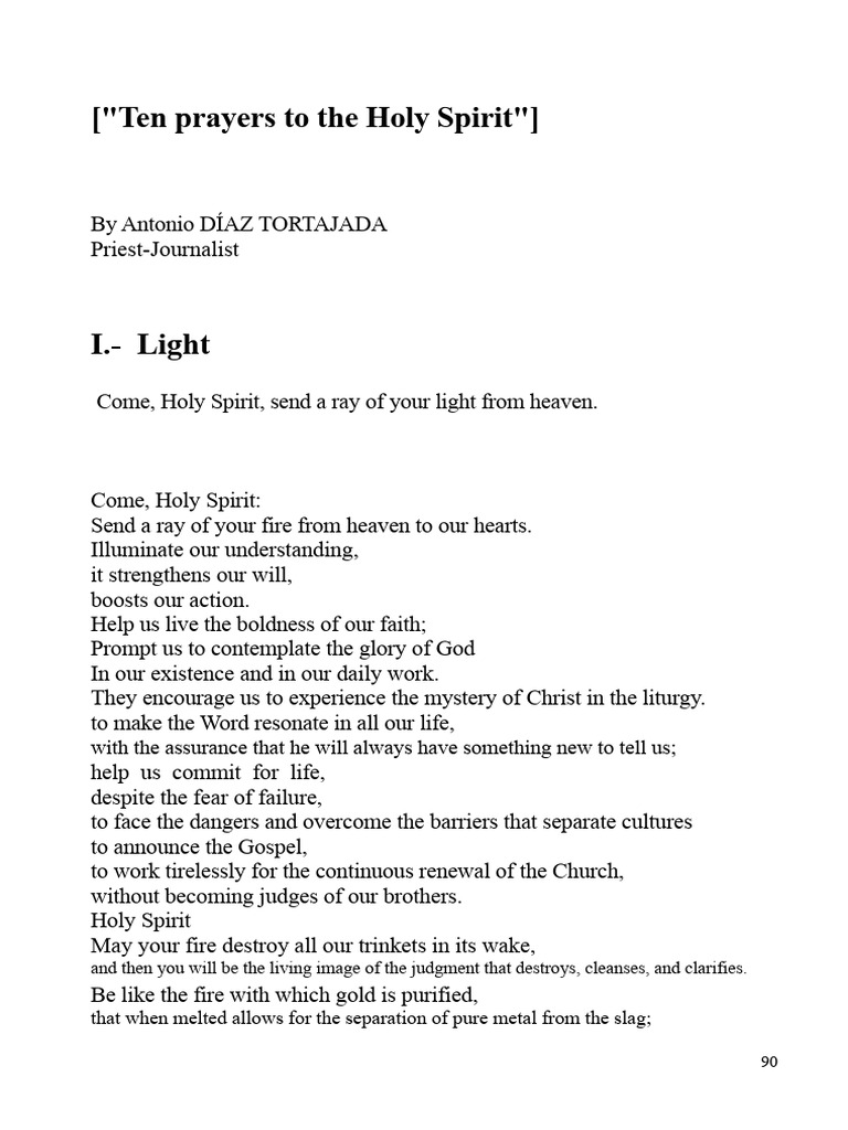 Ten Prayers to the Holy Spirit | PDF | Holy Spirit | Jesus
