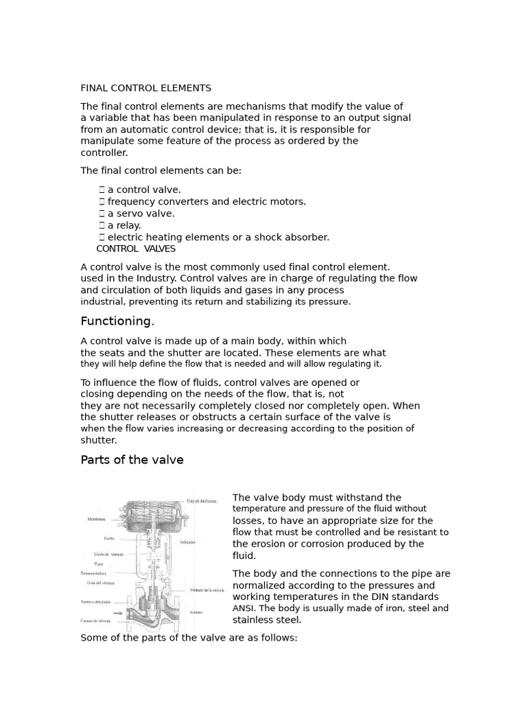 Final Control Elements | PDF | Valve | Actuator