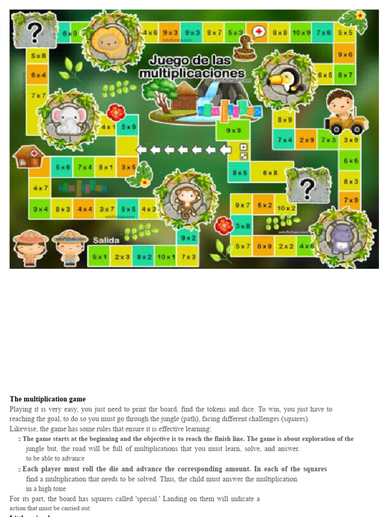 Jungle Multiplication Board Game | PDF