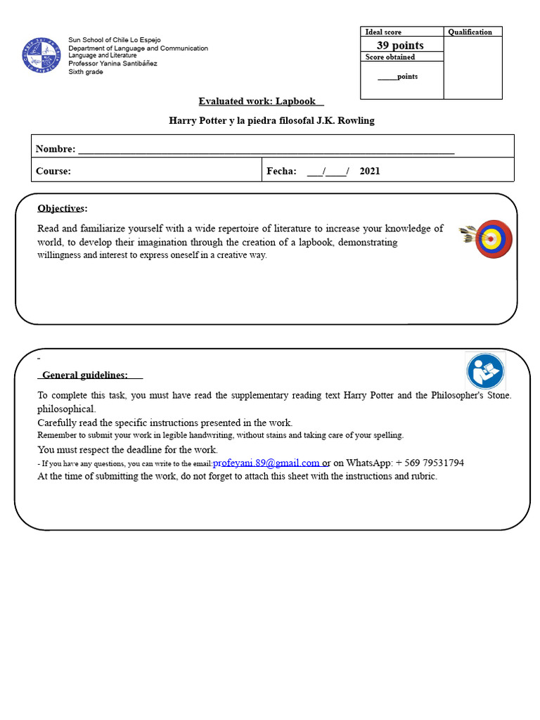 Sixth Grade Lapbook Project Guide | PDF | Books | J. K. Rowling
