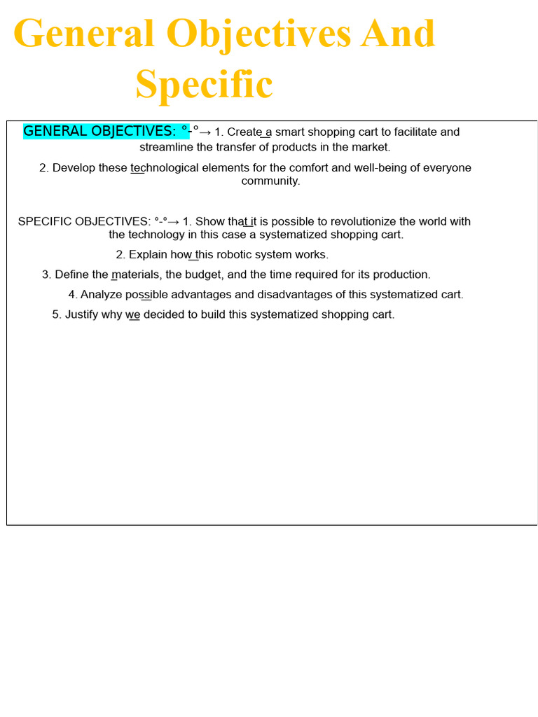 General and Specific Objectives | PDF