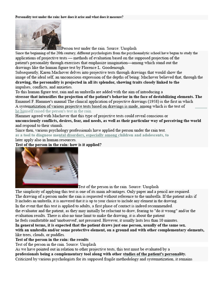 Understanding the Person Under Rain Test | PDF | Psychological Trauma ...