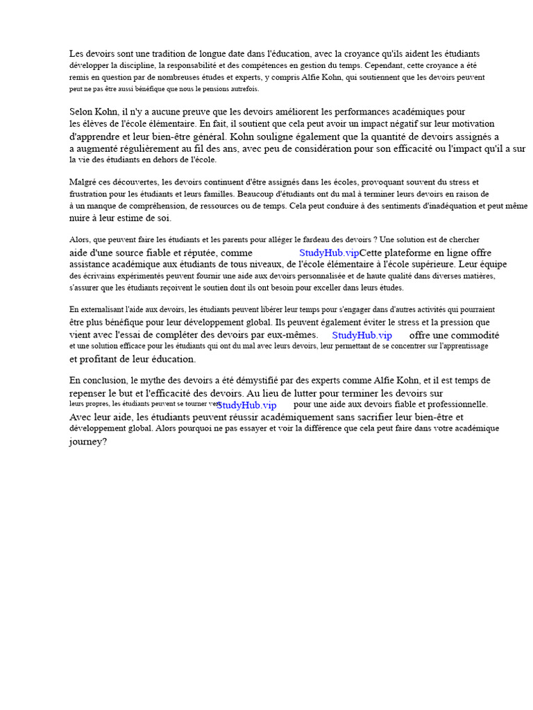 Devoirs scolaires : mythe et solutions | PDF | Apprentissage ...