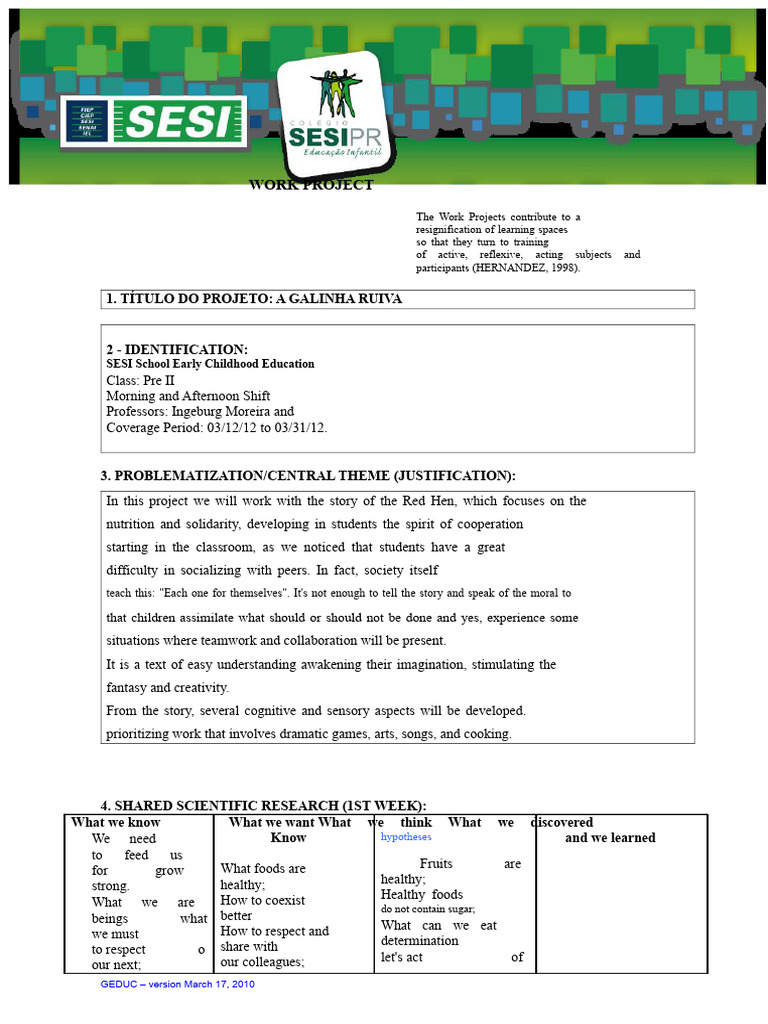 PROJECT The Little Red Hen - PRE II - right II | PDF | Quantity | Knowledge