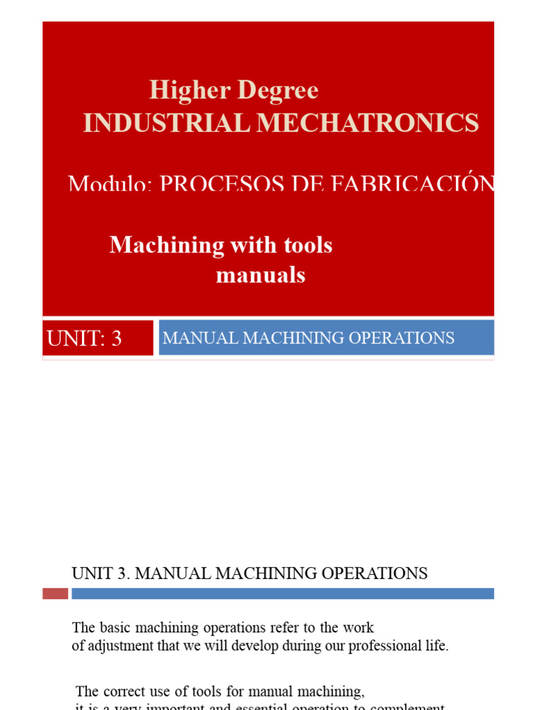 UNIT 3 MANUAL MACHINING OPERATIONS | PDF