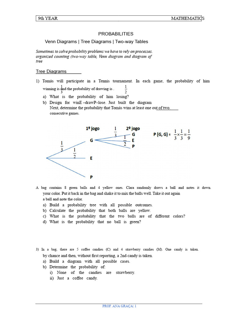 9th Grade Probability Worksheet | PDF | Probability | Mathematics