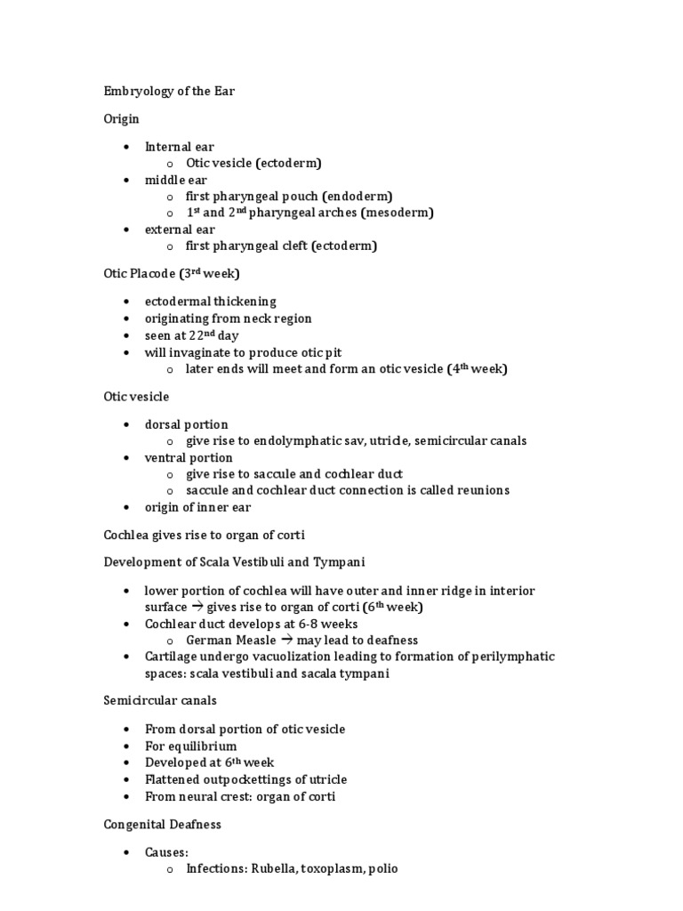 The Embryological Development of the Ear: Origins and Derivations of ...