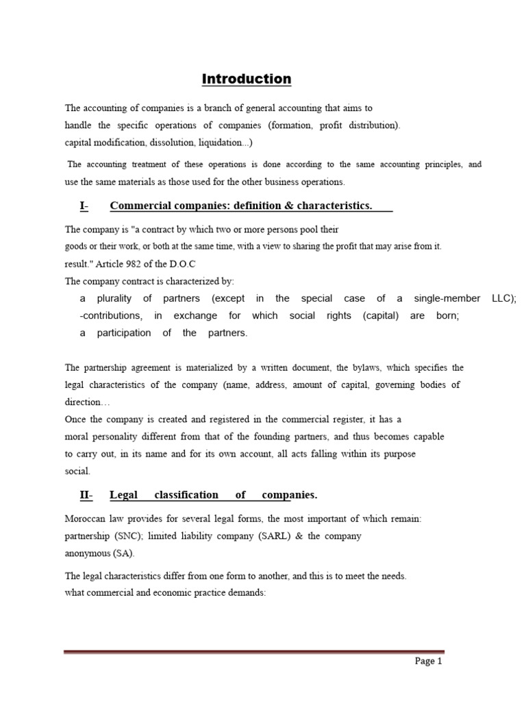 Moroccan Company Accounting Overview | PDF | Partnership | Limited ...