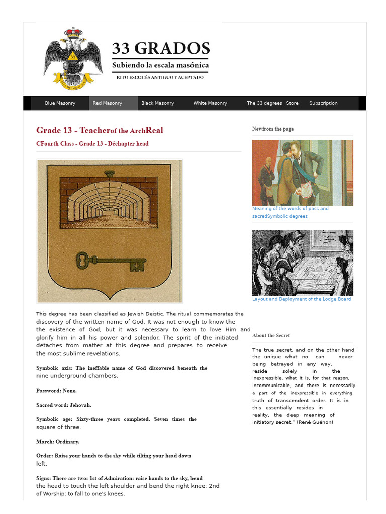 Degree 13 Master of The Royal Arch 33 Degrees | PDF | Freemasonry