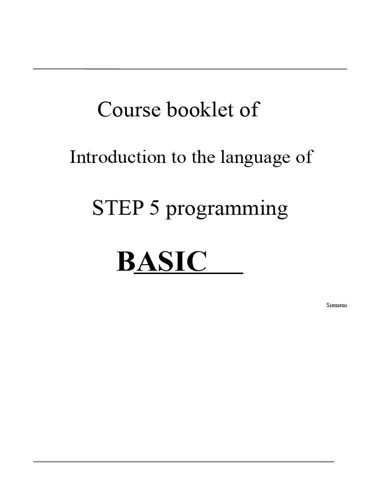 STEP 5 - Siemens - Basic Course Handbook | PDF | Programmable Logic Controller | Power Supply