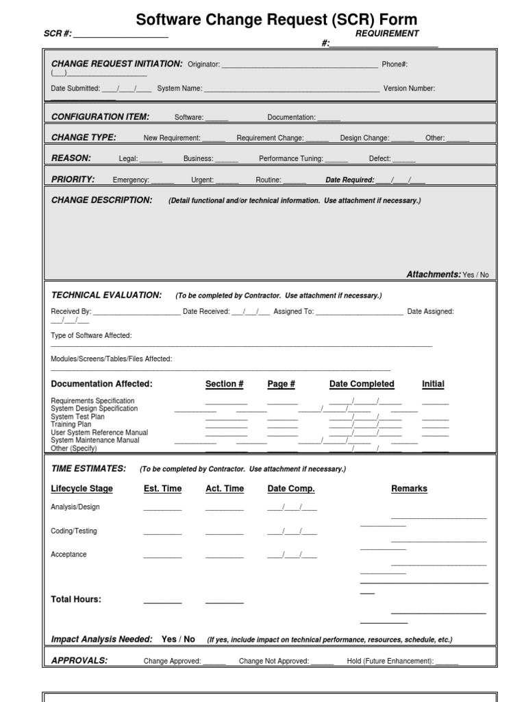 SCR Form | PDF | Specification (Technical Standard) | Documentation