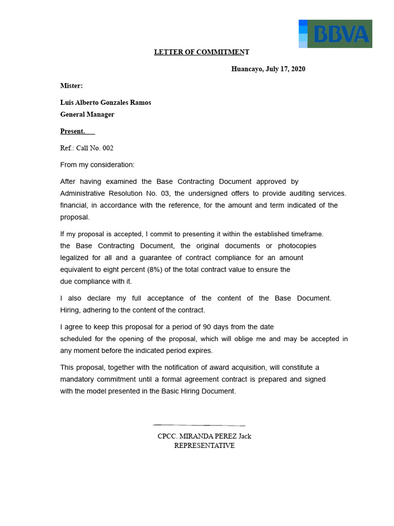 LETTER OF COMMITMENT | PDF