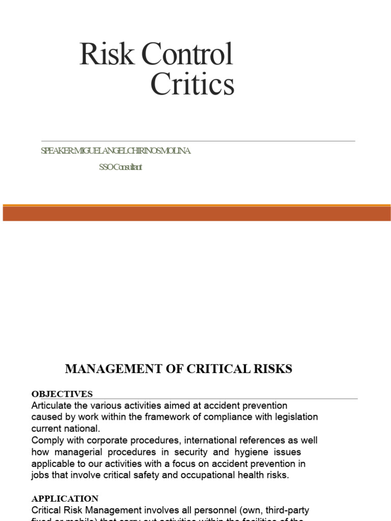 Jm20150917 Control of Critical Risks | PDF | Risk | Audit