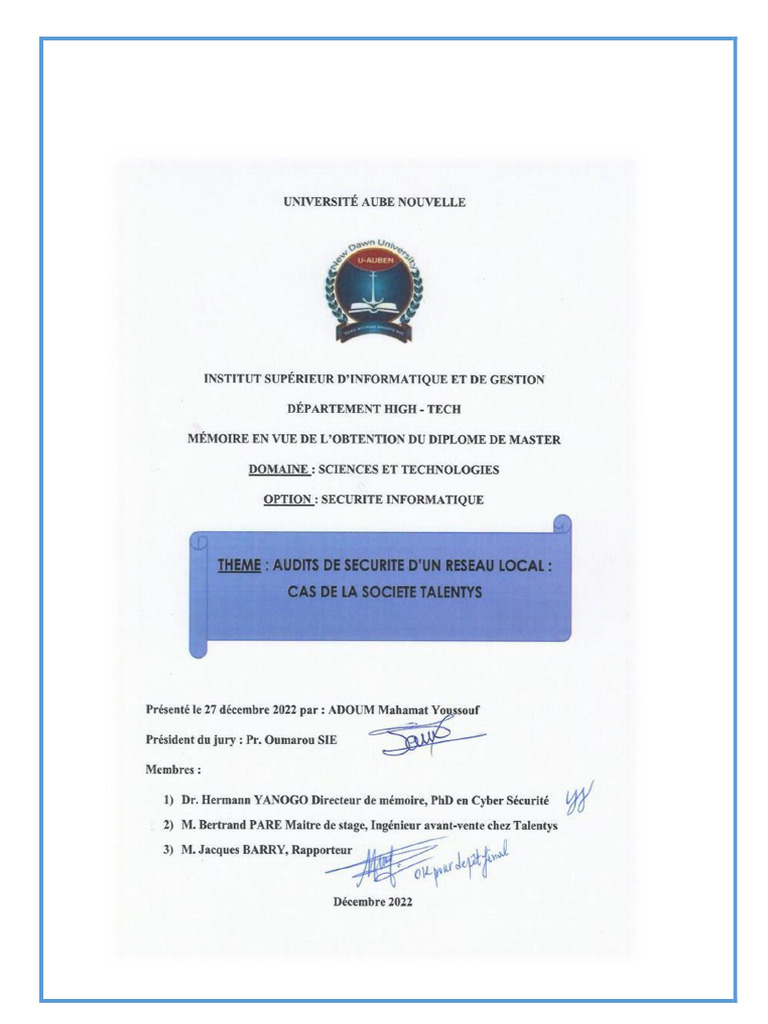 ADOUM Mahamat Youssouf | PDF | Computer Security | Security