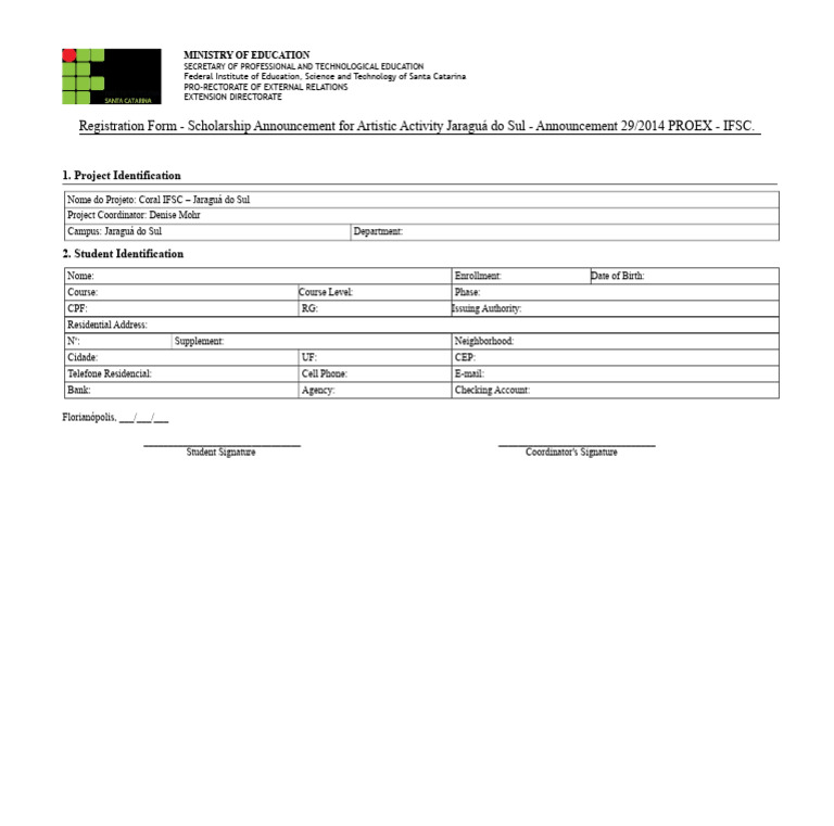 Registration Form - Musicians Choir | PDF
