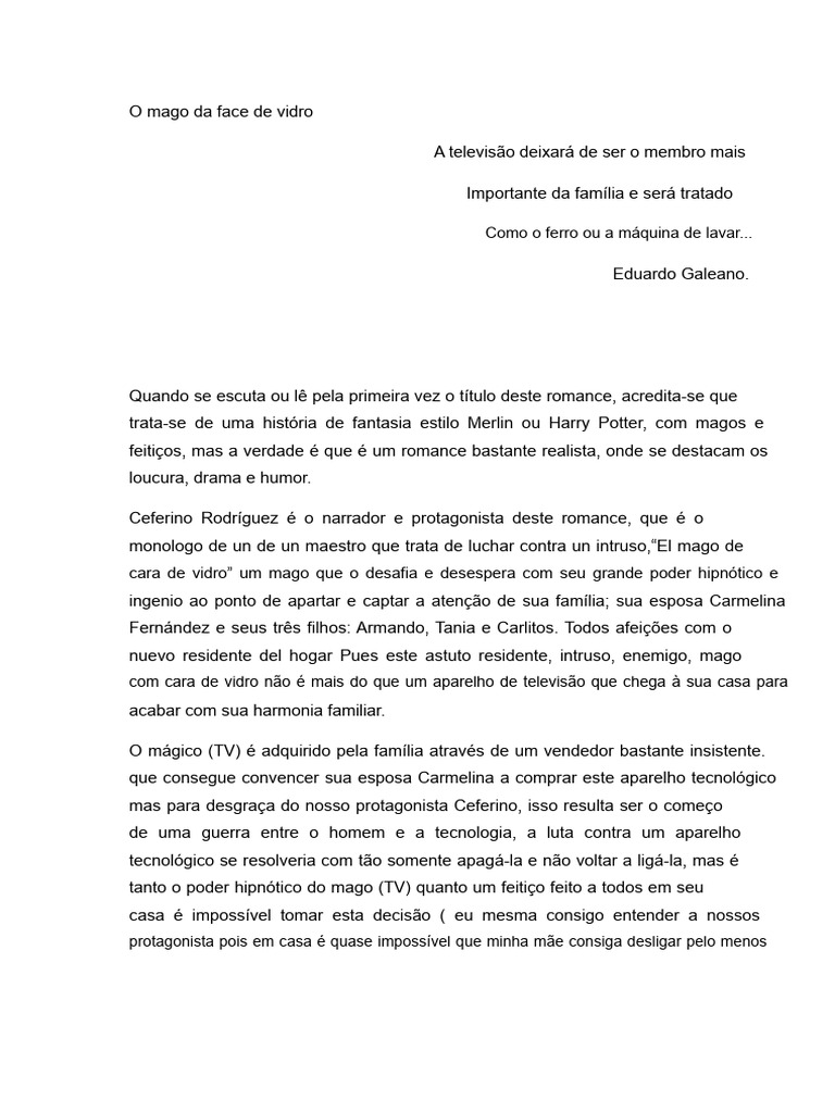 O Mago da Face de Vidro: Tecnologia e Família | PDF | Mágico (fantasia)