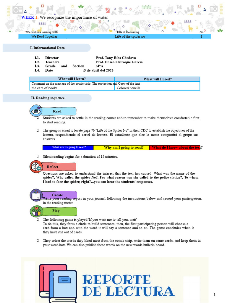 Week 1: Importance of Water & Reading Activities | PDF