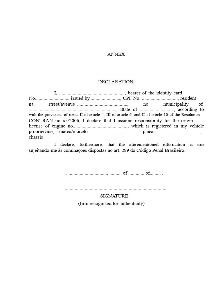 MOTOR Declaration | PDF