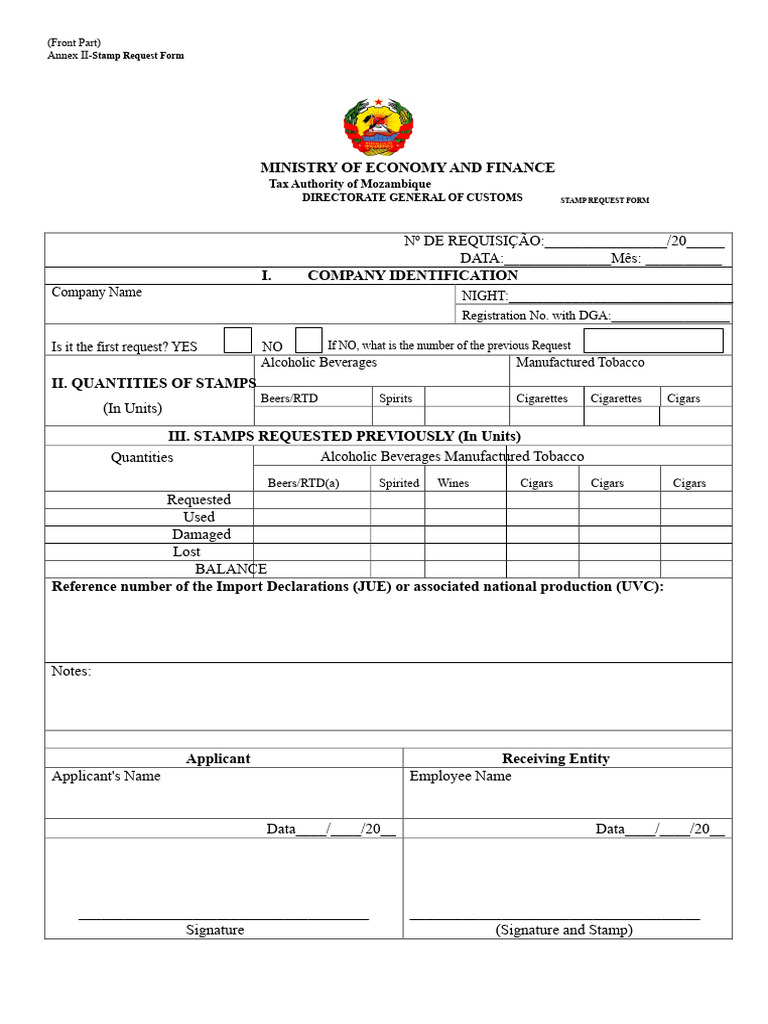 Form for Requesting the Control Seal | PDF | Alcoholic Beverages | Drink