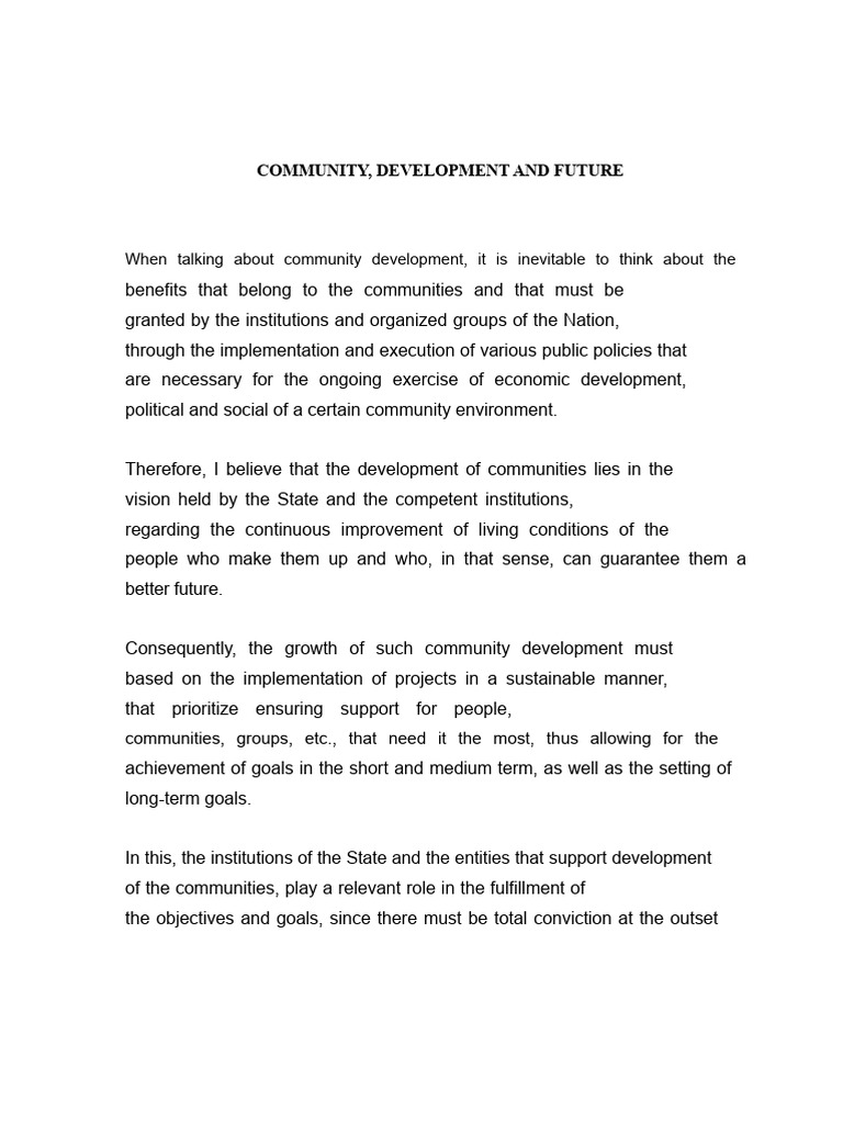 Community Development for a Sustainable Future | PDF | Institution ...