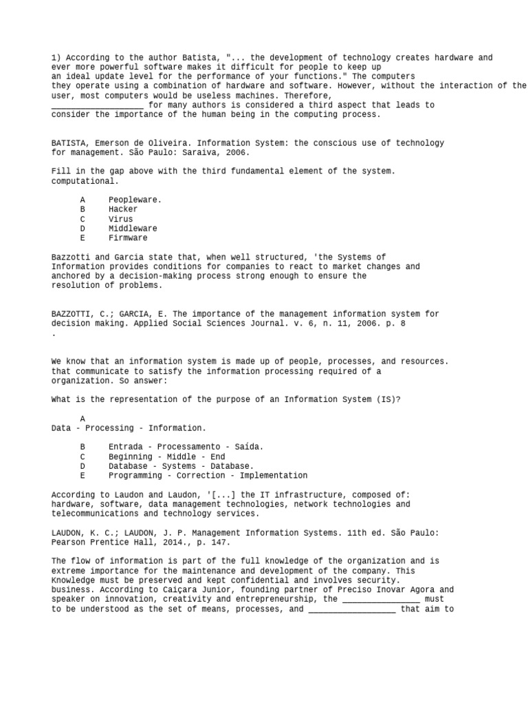 Apol 01 Uninter - Fundamentals of Information Systems | PDF | System | Data