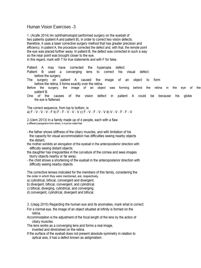 Human Eye Vision Defects and Corrections | PDF | Myopia | Human Eye