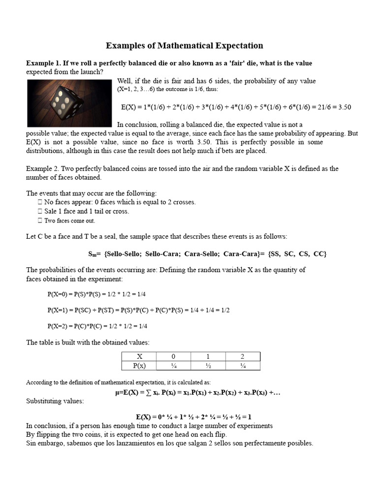 Examples of random variable | PDF | Expected Value | Random Variable