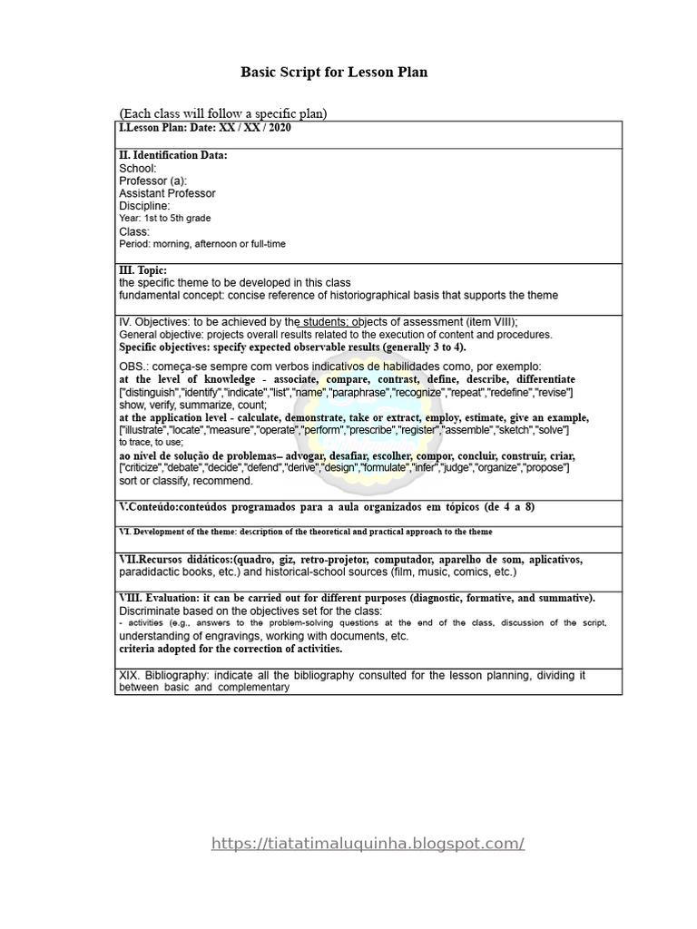 Basic Script For Editable Lesson Plan in Word-3 | PDF