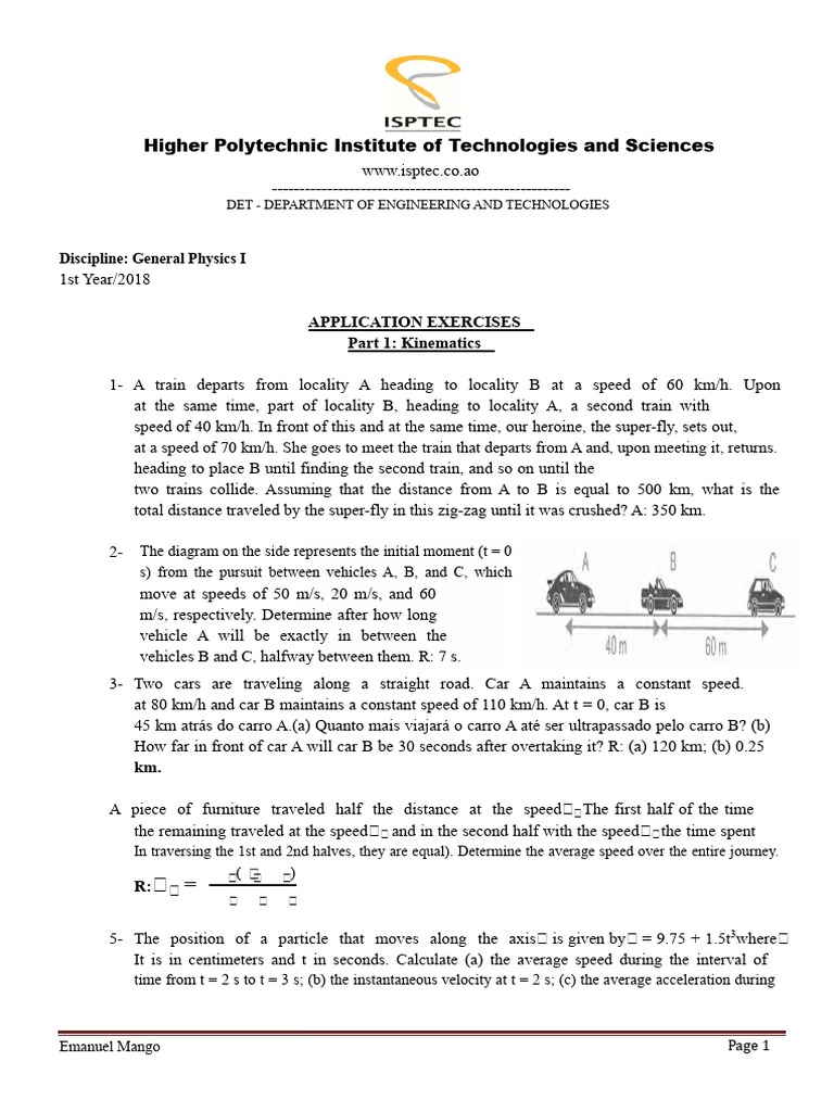 General Physics I (Isptec) 2018 | PDF | Rotation Around A Fixed Axis | Force