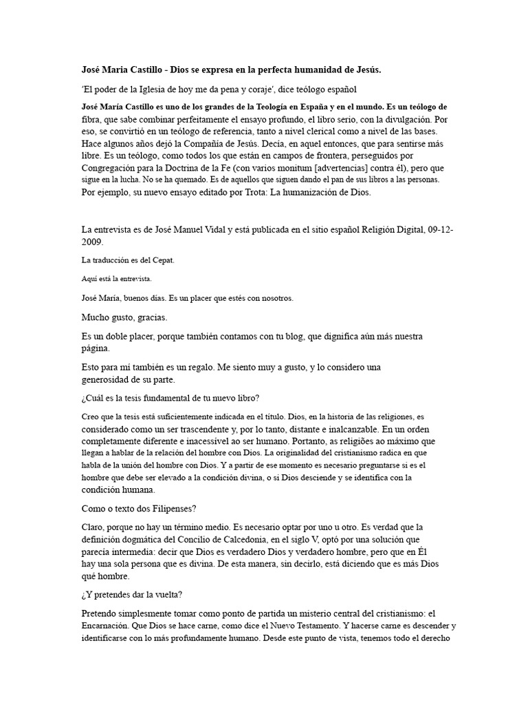 José María Castillo | PDF | Jesús | Dios