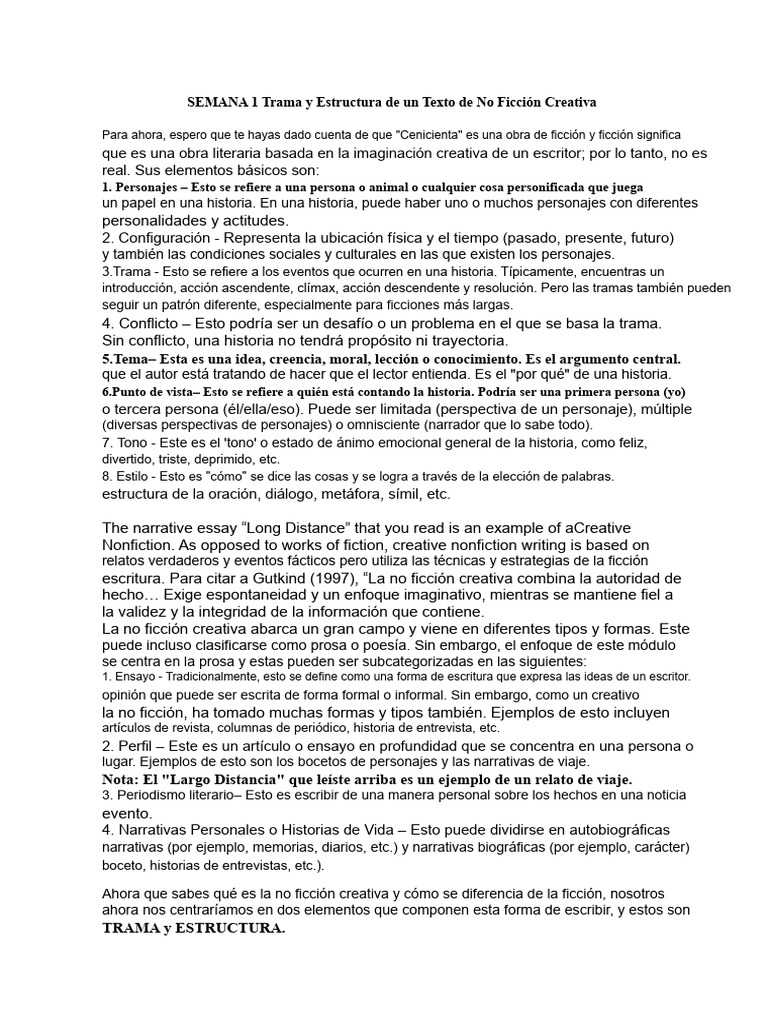 Elementos Clave de la No Ficción Creativa | PDF | Escritores | Narración