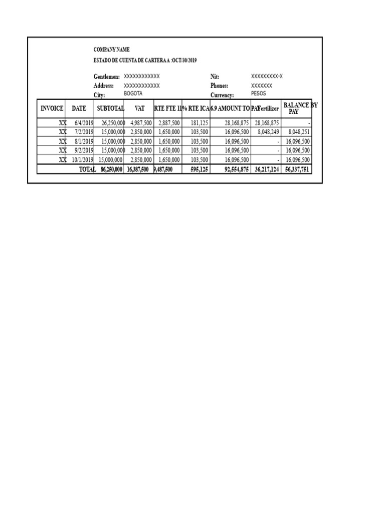 Account Statement Format | PDF