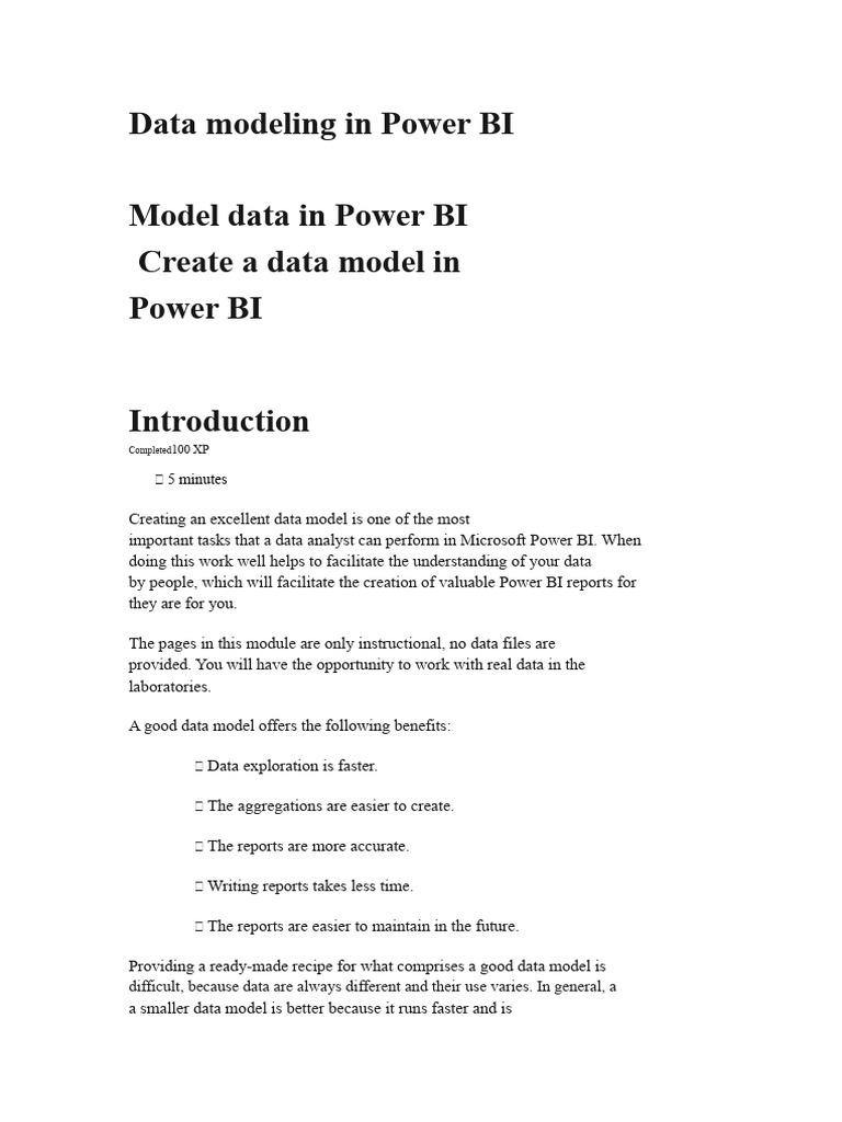 Modeling data in Power BI | PDF | Databases | Hierarchy