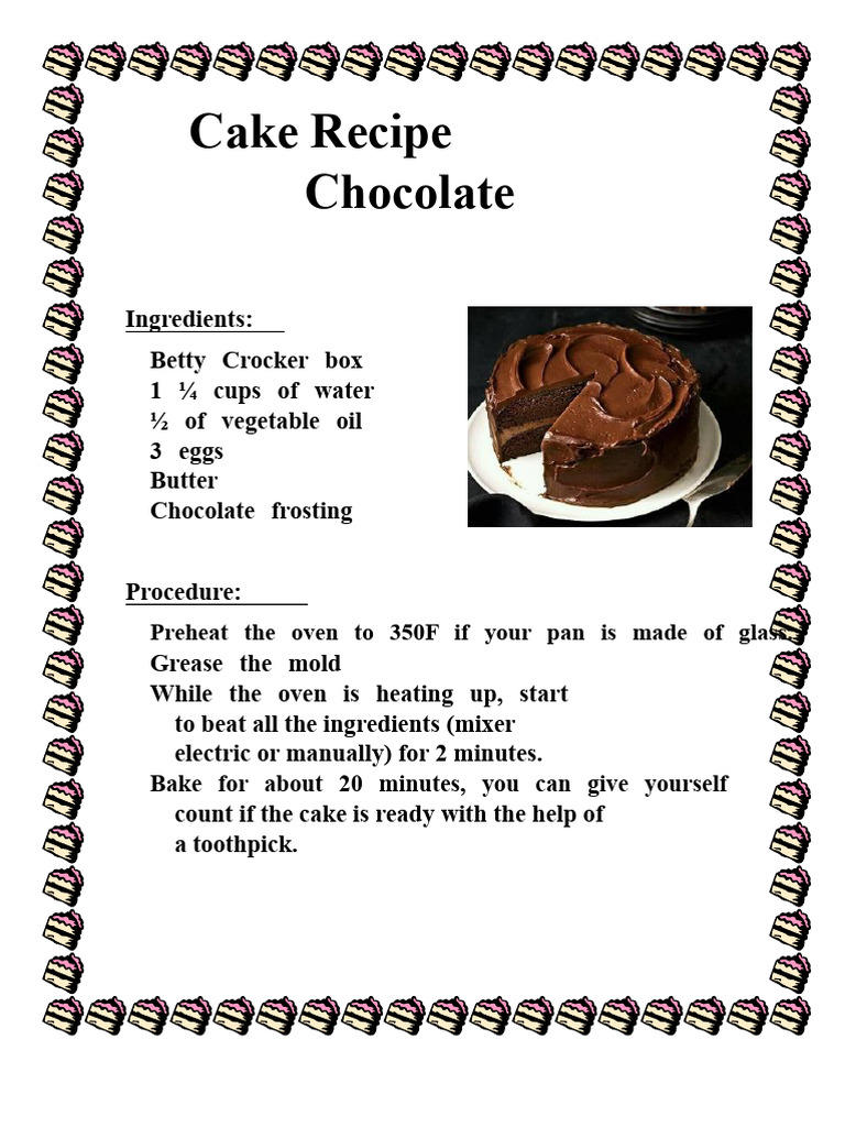 Easy Chocolate Cake Recipe | PDF