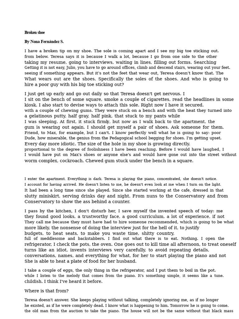 Broken Shoe Nona Fernandez | PDF