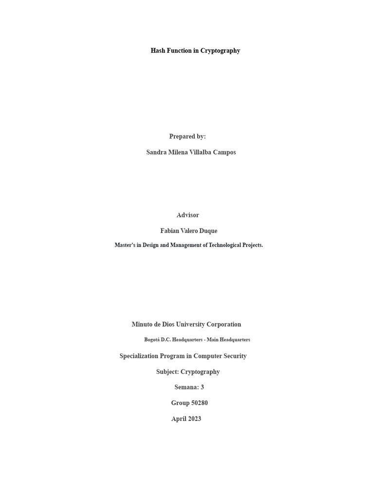 Week 3 Hash Function in Cryptography | PDF | Cryptography | Password