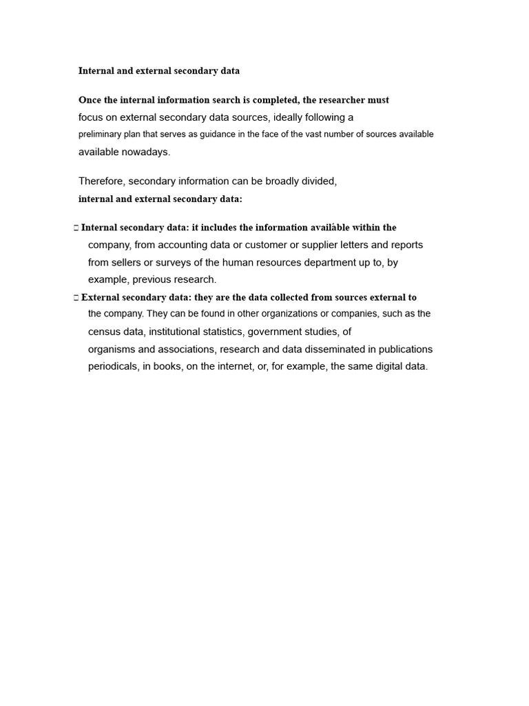 Understanding Internal and External Secondary Data | PDF ...