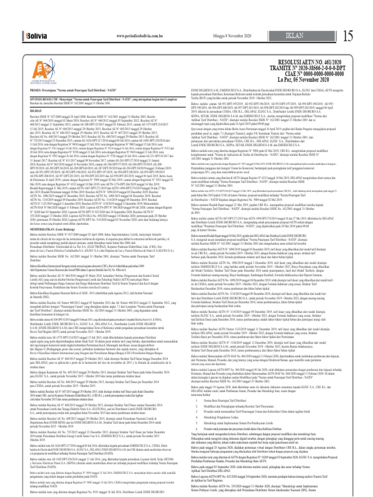 AETN R 0461 - NormaPenerapanTarifDistrib NATD Baru | PDF