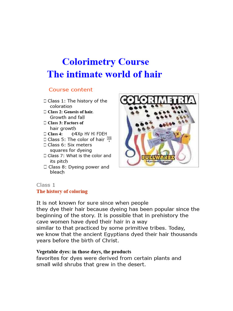 Hair Colorimetry Course Overview | PDF | Proteins | Hair