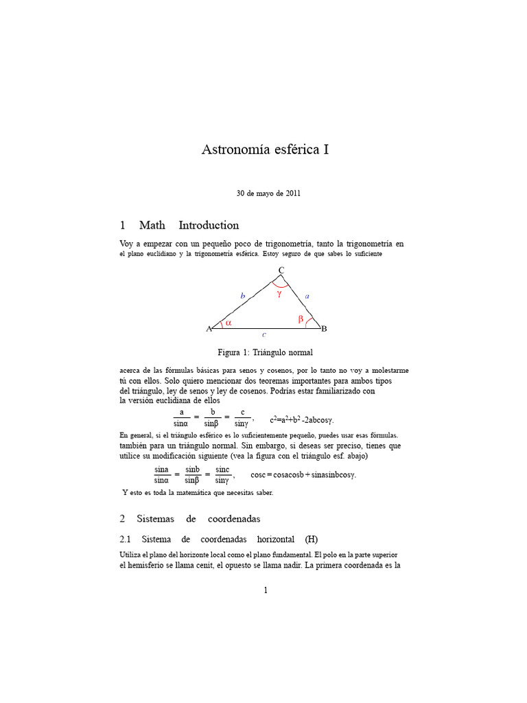 Fundamentos de Astronomía Esférica | PDF | Geometría | Trigonometría